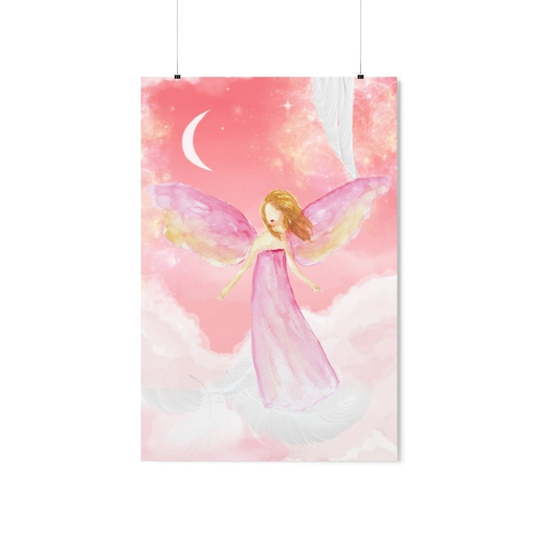Angel Poster Angel Guardian Angel Gift Art for Kids Room Angel Feathers ...