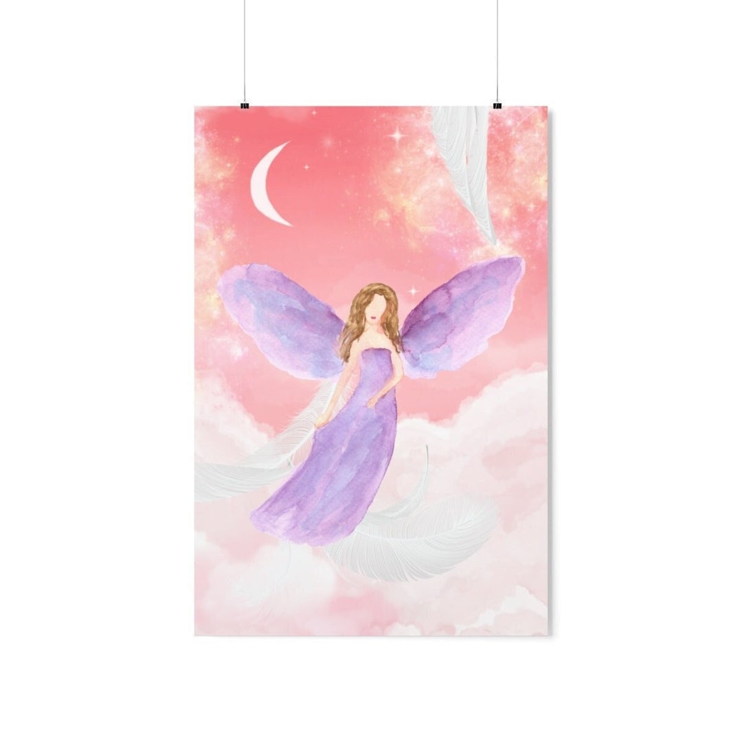 Pastel Watercolor Print Angel Wings Matte Poster, Guardian Angel Gifts ...