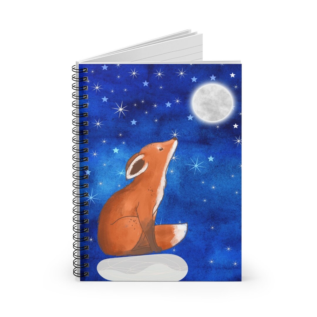 Fox Spiral Notebook , Fox and Moon Hardcover Journal, Fox Night Sky and ...