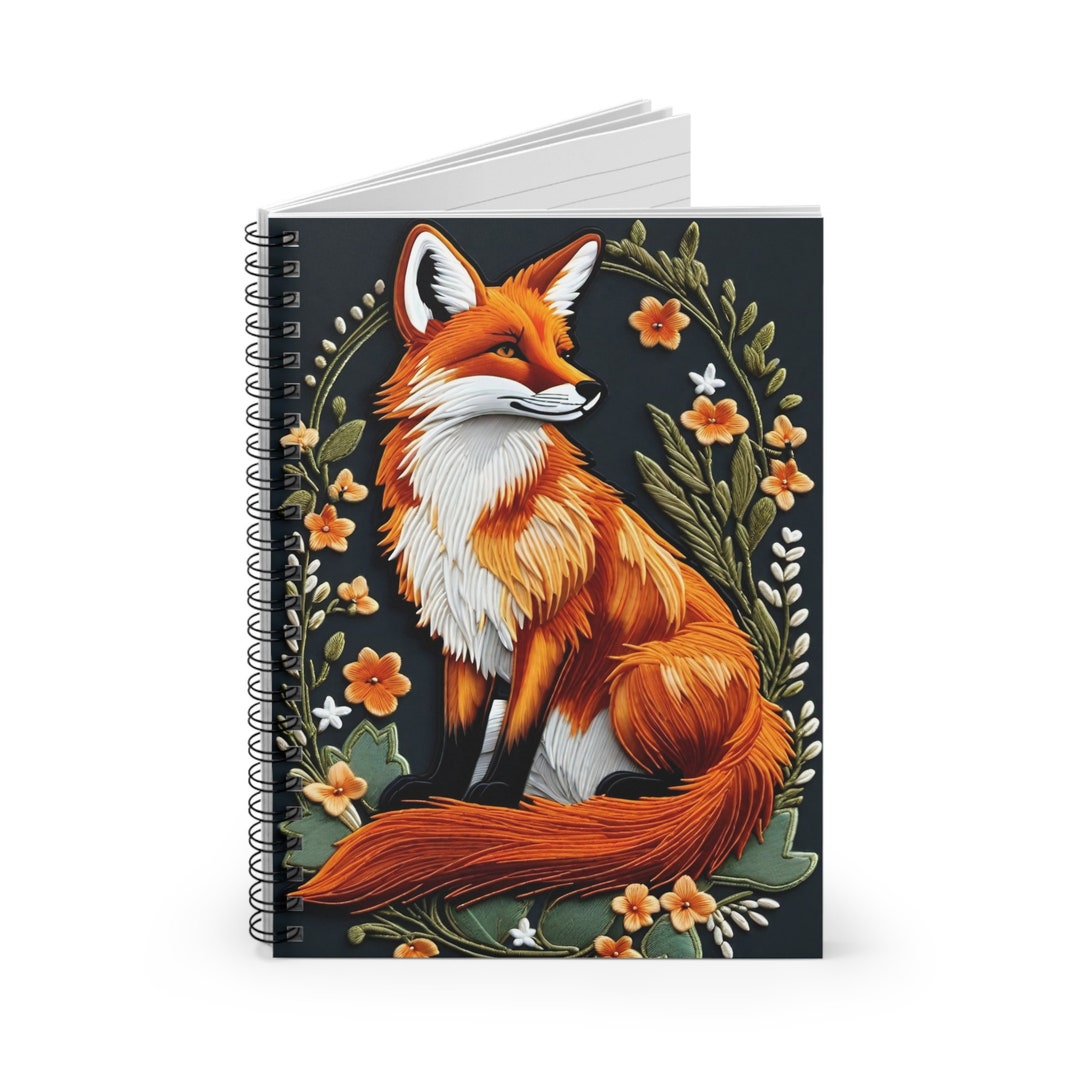 Fox Notebook Fox Journal Spiral Lined Notebook Cottage Fox Gifts Cute ...