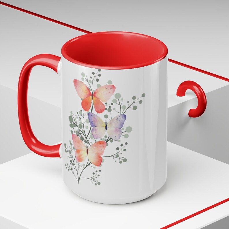 Butterfly Design Large Coffee Mug Colorful Butterfly Mug - Etsy