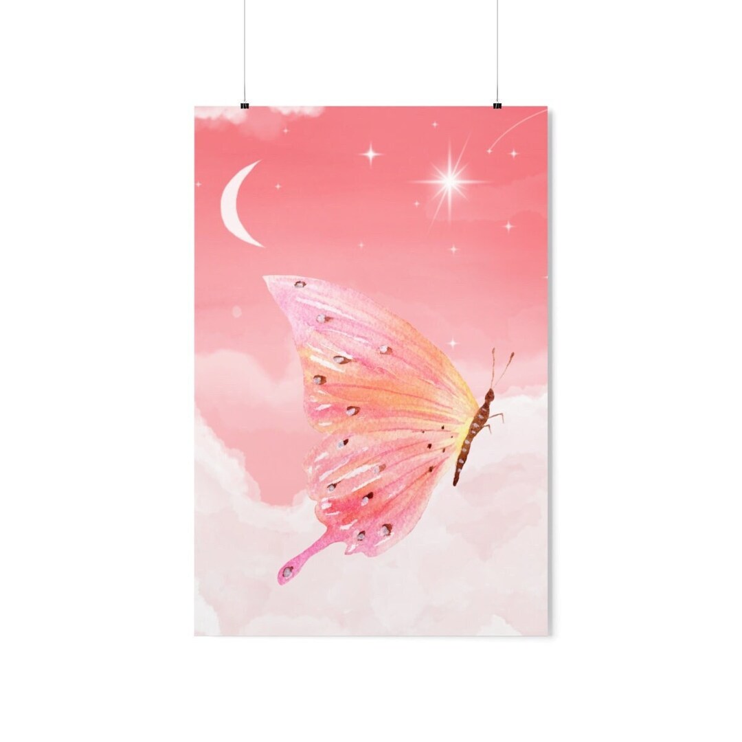 Pink Butterfly Poster, Inspirational Butterfly Gift Idea, Butterfly ...