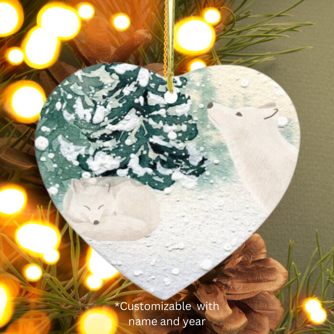 Arctic Wolf Ornament, Wolf Christmas Ornament, White Wolf Winter ...