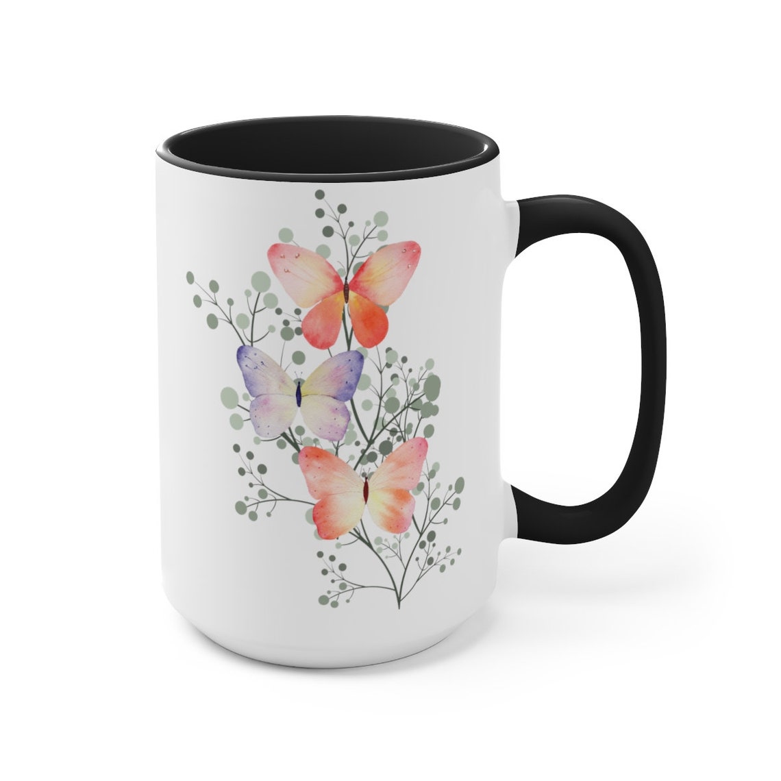 Butterfly Design Large Coffee Mug Colorful Butterfly Mug - Etsy