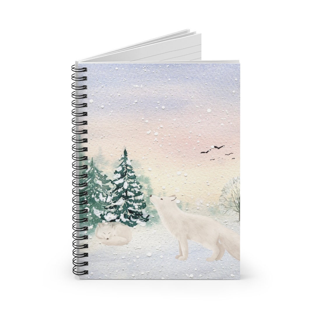 Wolf Spiral Notebook, Arctic Wolf Journal, White Wolves, Mom and Baby ...
