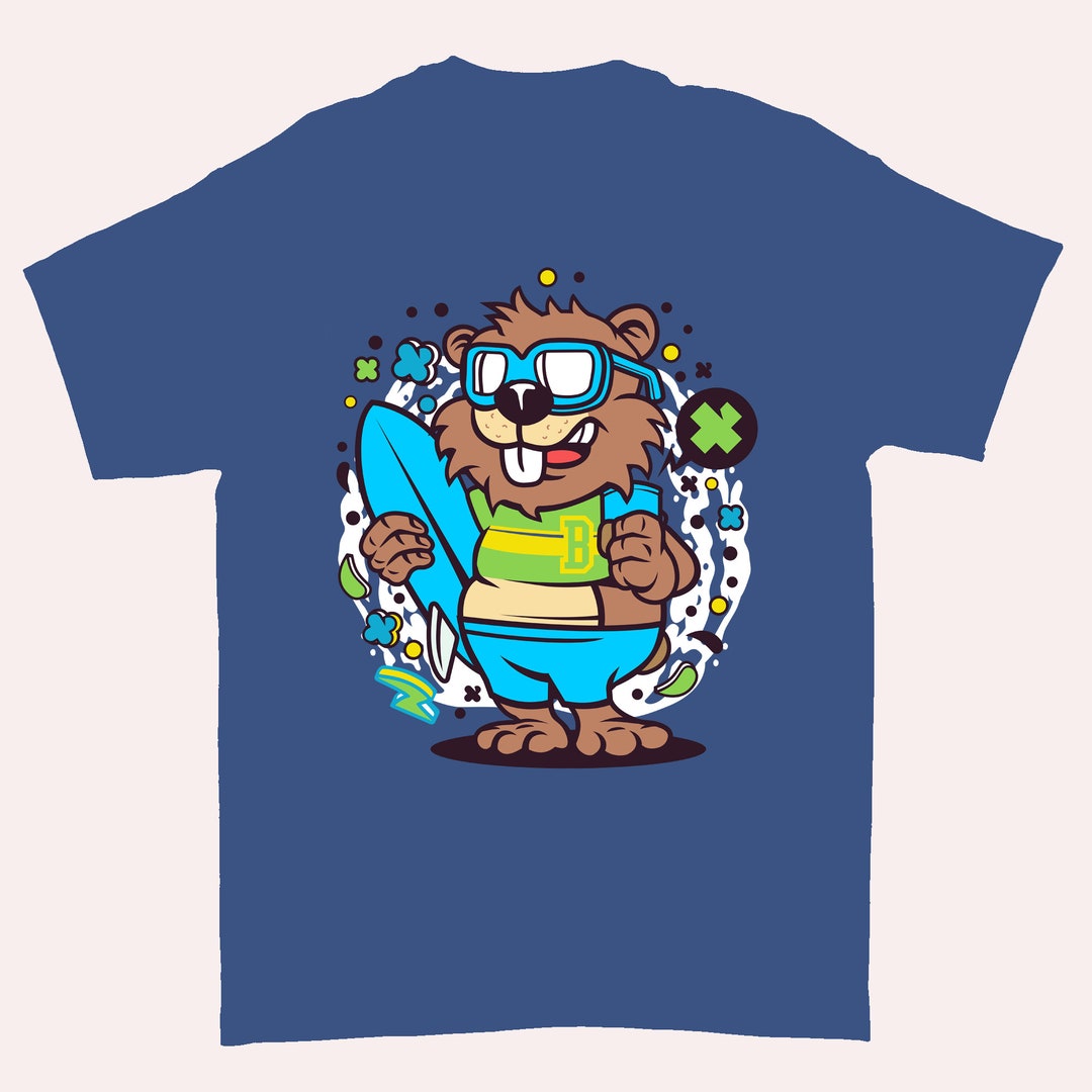 Surfer Bear Cartoon T-shirt - Etsy