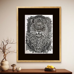 Limited Edition Celtic Lion, Lino Cut Print | Handcrafted Black and ...