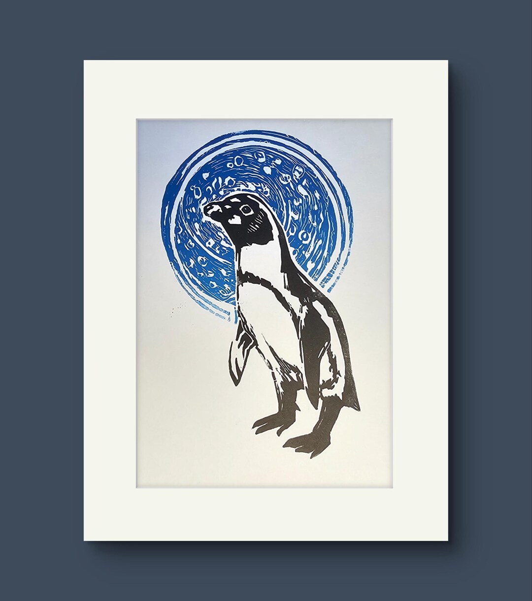 Linocut Penguin Print: A4 Wildlife Artwork - Etsy