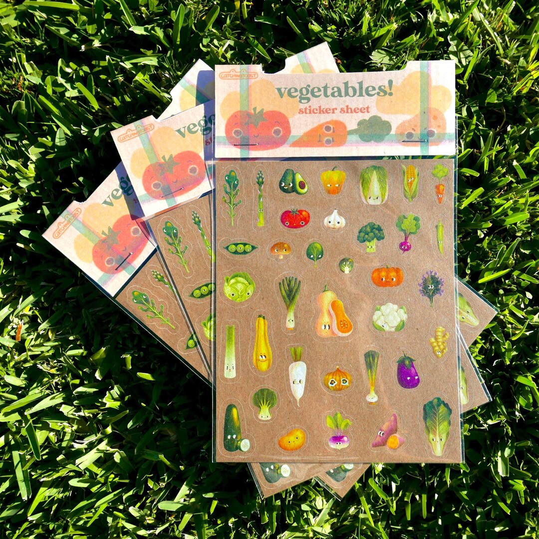 Vegetable Sticker Sheet - 35 Pcs - Stationery - Matte Kraft Texture - Etsy