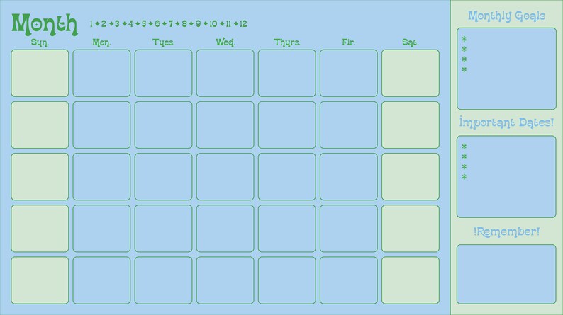 Digital Monthly Calendar for Students - Etsy