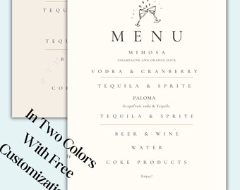 21st Birthday Celebration Bar Menu - Etsy