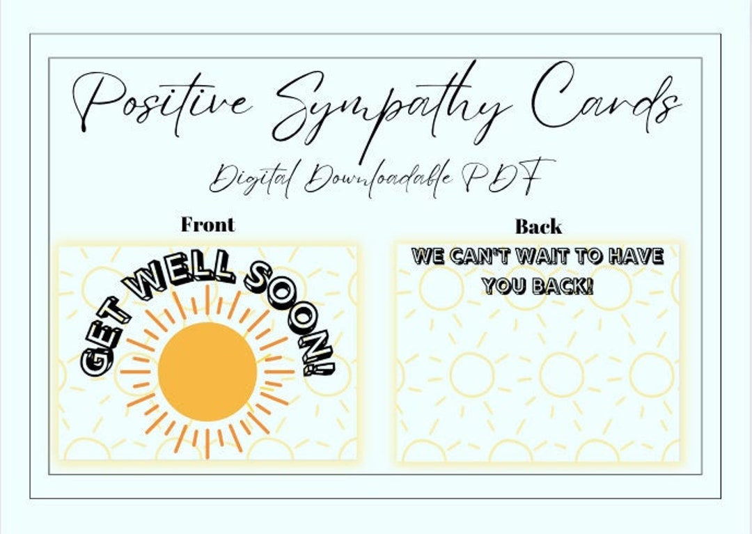Get Well Soon Sympathy Card - Etsy