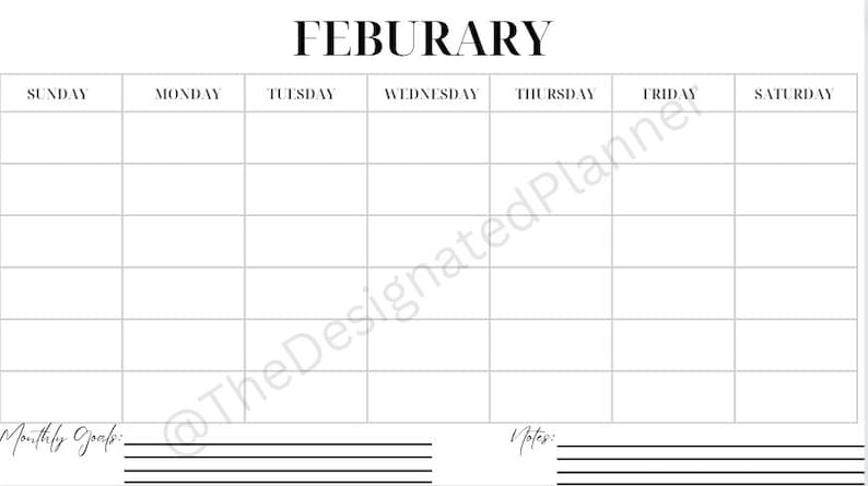 12-month Blank Calendar With Additional Space for Notes and - Etsy