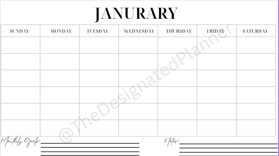 12-month Blank Calendar With Additional Space for Notes and - Etsy