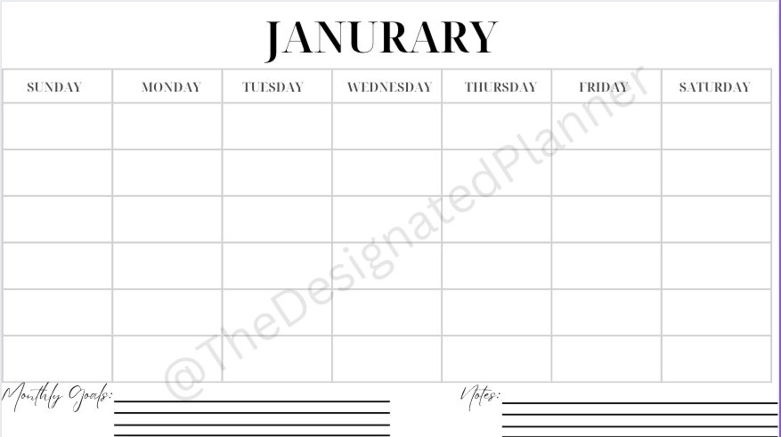 12-month Blank Calendar With Additional Space for Notes and - Etsy