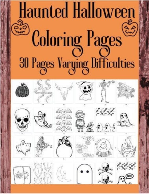 Halloween Coloring Pages 30 Printable Coloring Pages - Etsy