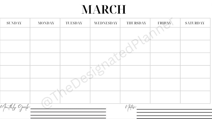 12-month Blank Calendar With Additional Space for Notes and Monthly ...