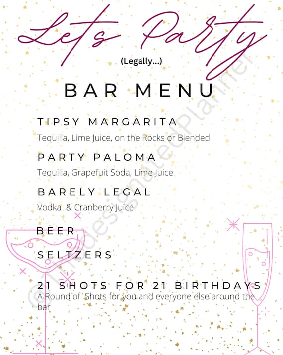 21st Birthday Drink List