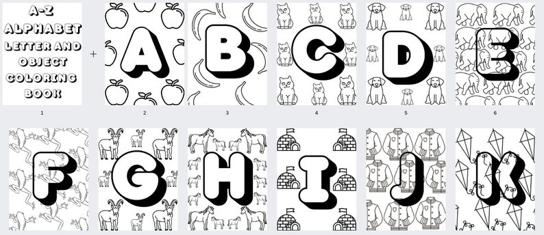 Alphabet Coloring Pages - A Thru Z Printable Coloring - Etsy