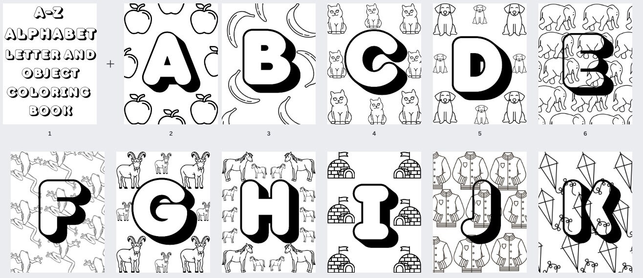 Alphabet Coloring Pages - A Thru Z Printable Coloring - Etsy