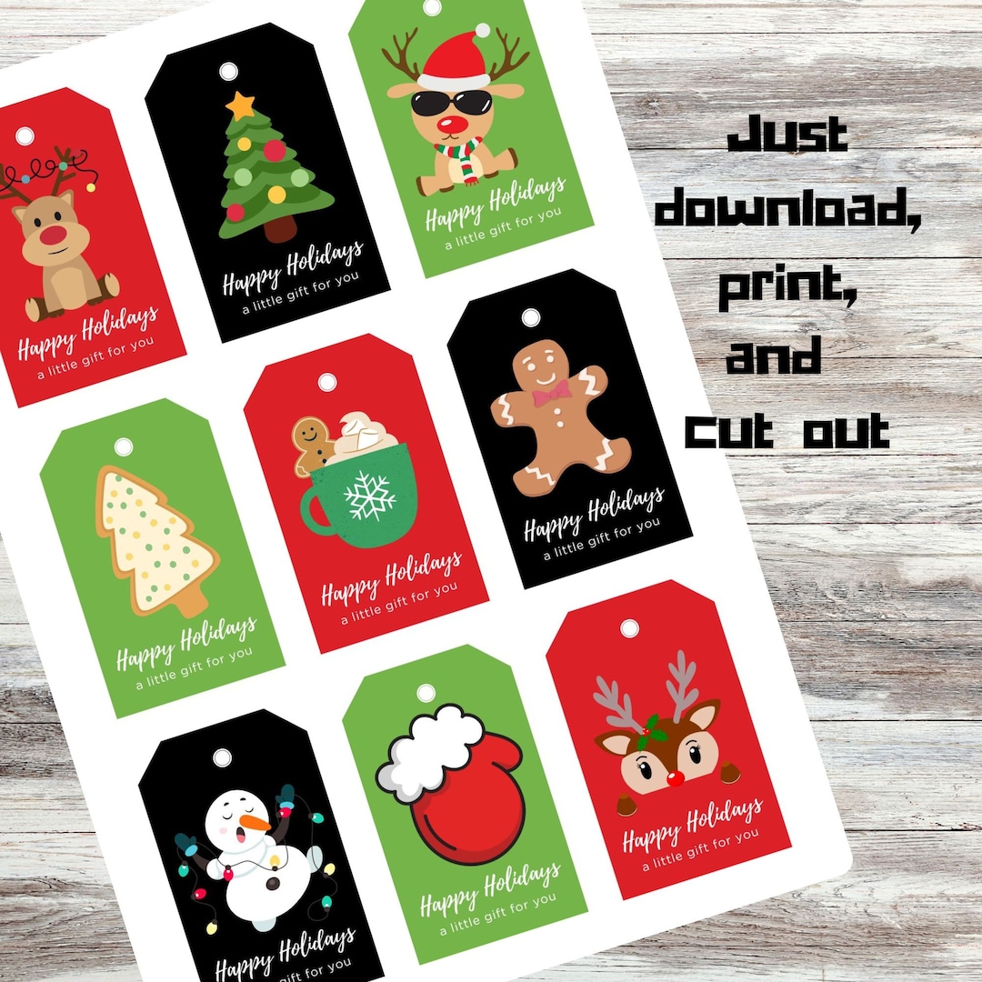 Printable Christmas Tags, Instant Download, Happy Holiday Tags, Digital ...