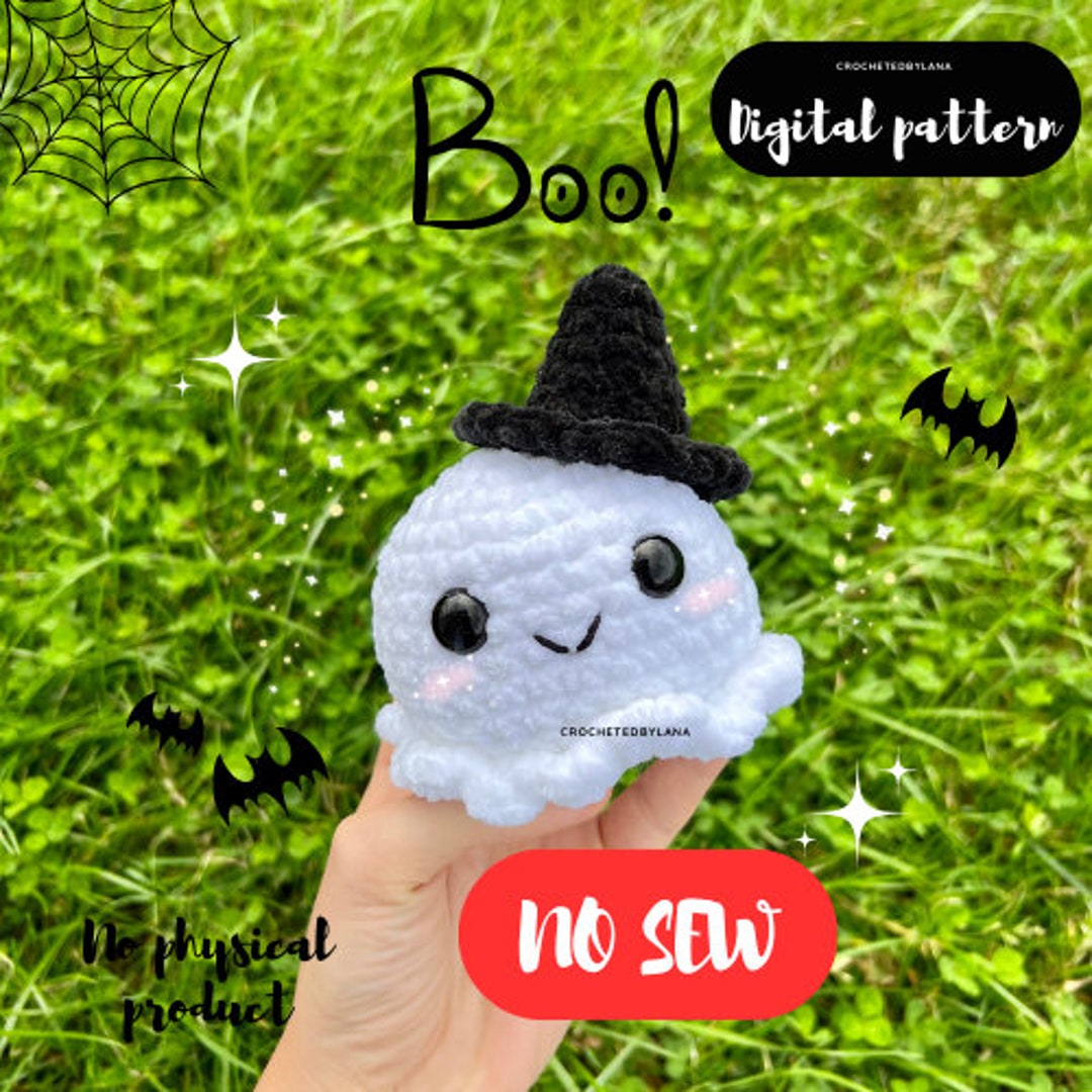 NO-SEW Crochet Halloween Pattern, EASY Low Sew Ghost Halloween, Mini ...