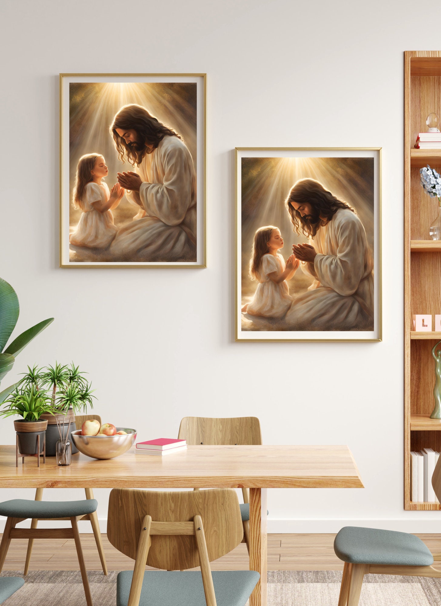 Jesus and Little Girl Praying, Jesus Christ and Girl, Modern Christian ...