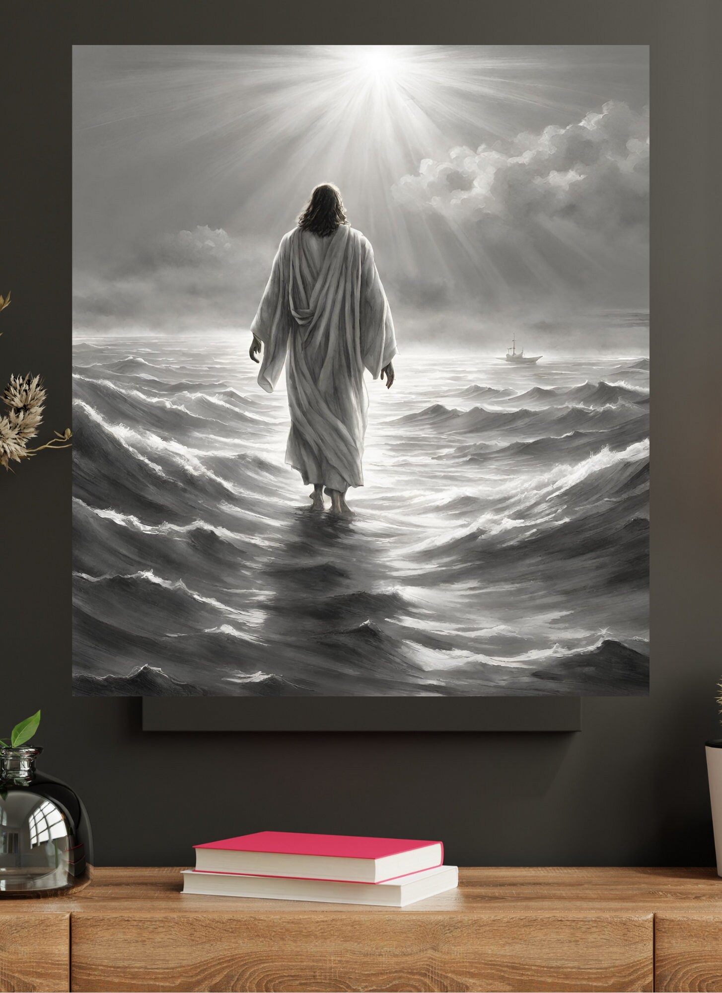 Jesus Walking on Water | Christian Art Download |religious Sketch ...