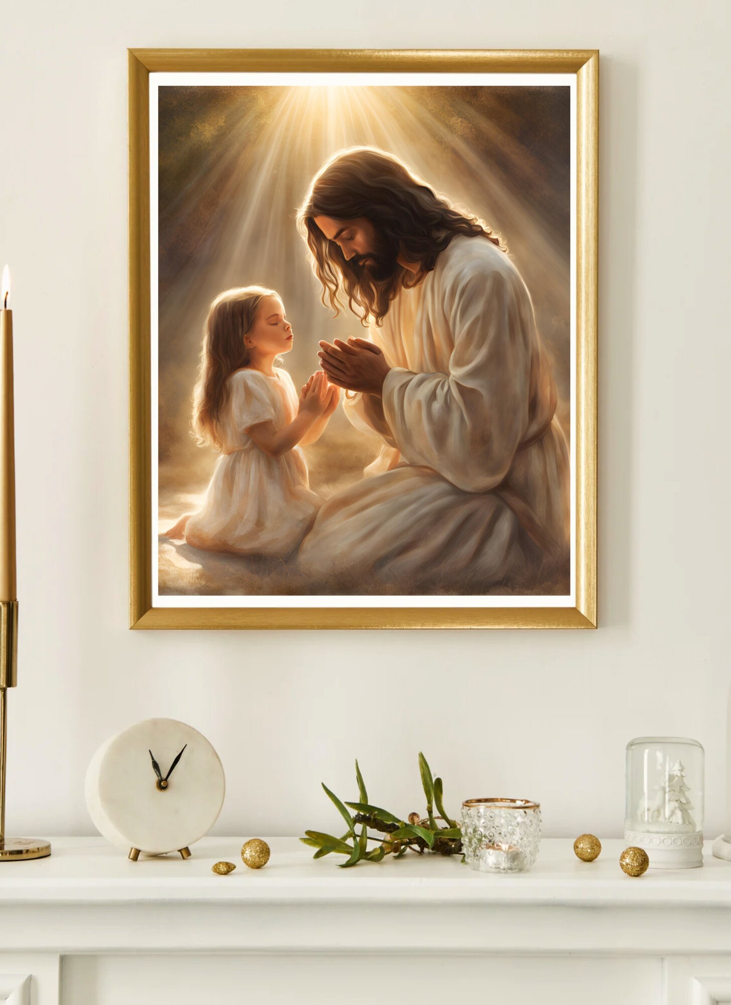 Jesus and Little Girl Praying, Jesus Christ and Girl, Modern Christian ...