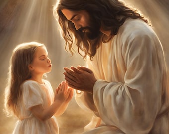 Jesus and Girl Praying, Jesus With Girl Art, Girly Christian Prints ...