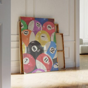 Retro Pool Table Print Vintage Hand-drawn Wall Art Printable Wall Art ...