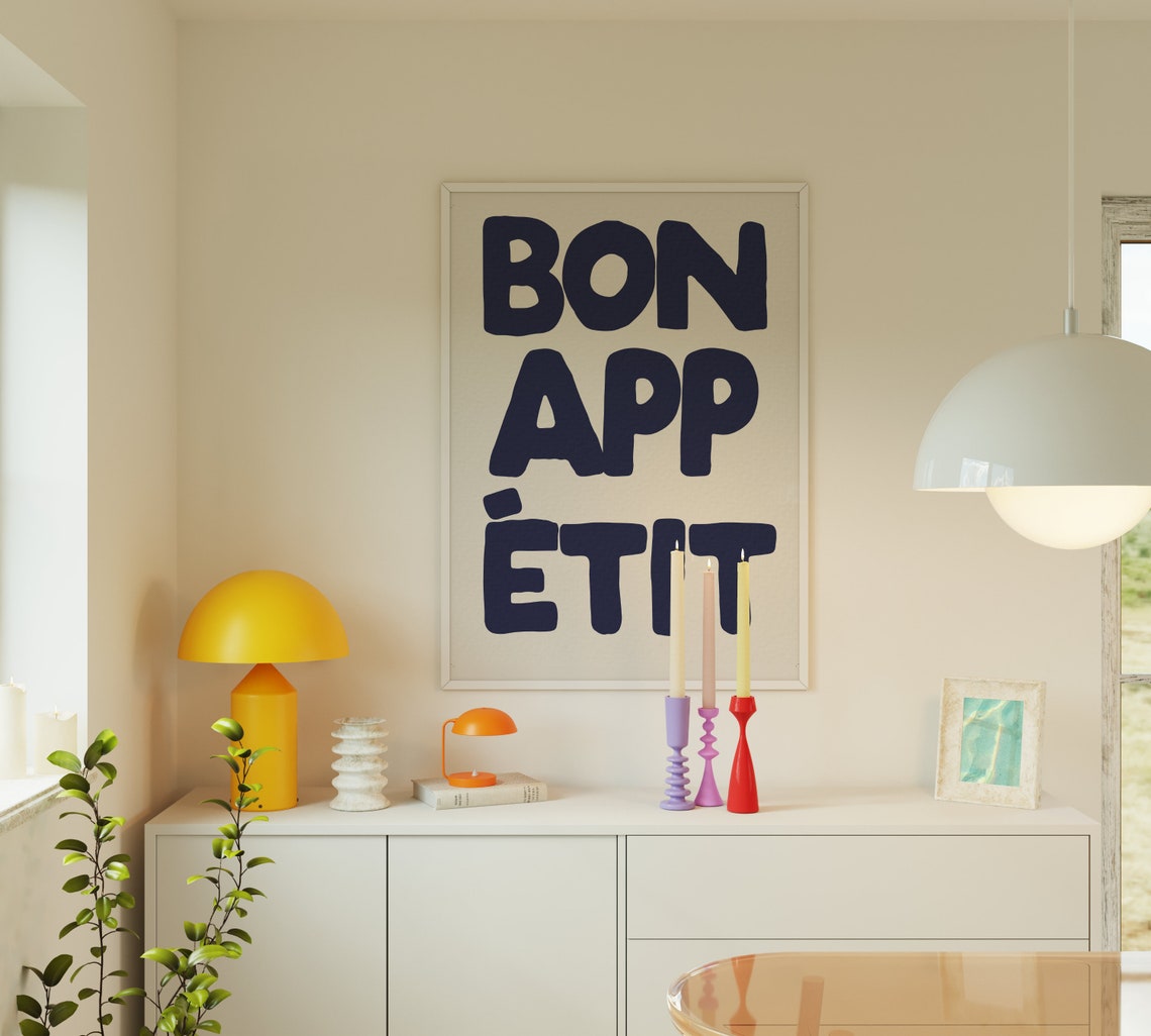 Bon Appetite Aesthetic Kitchen Decor Cute Cooking Art Kitchen Wall Art ...
