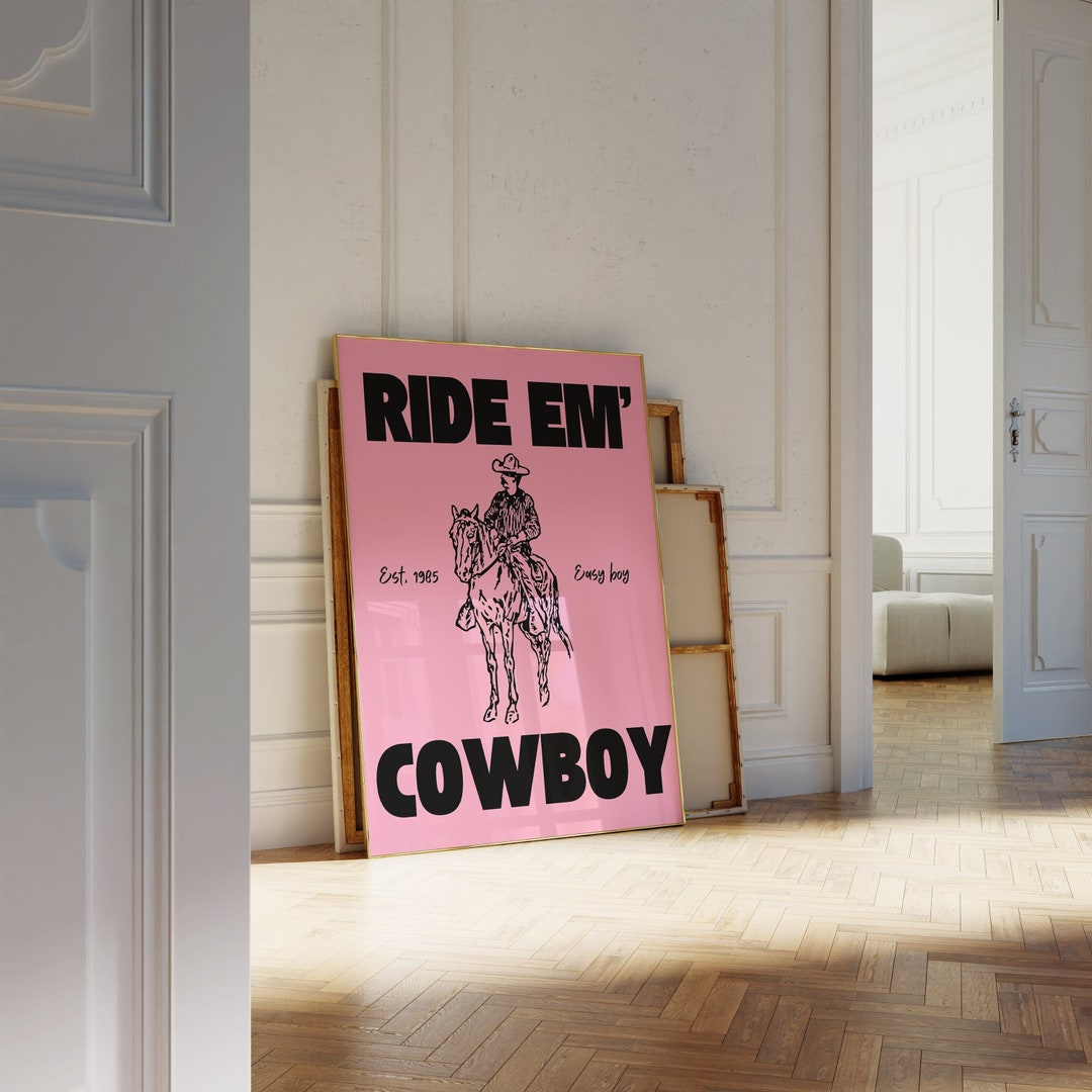 Pink Cowboy Poster Vintage Western Wall Art Retro Western Art Digital ...