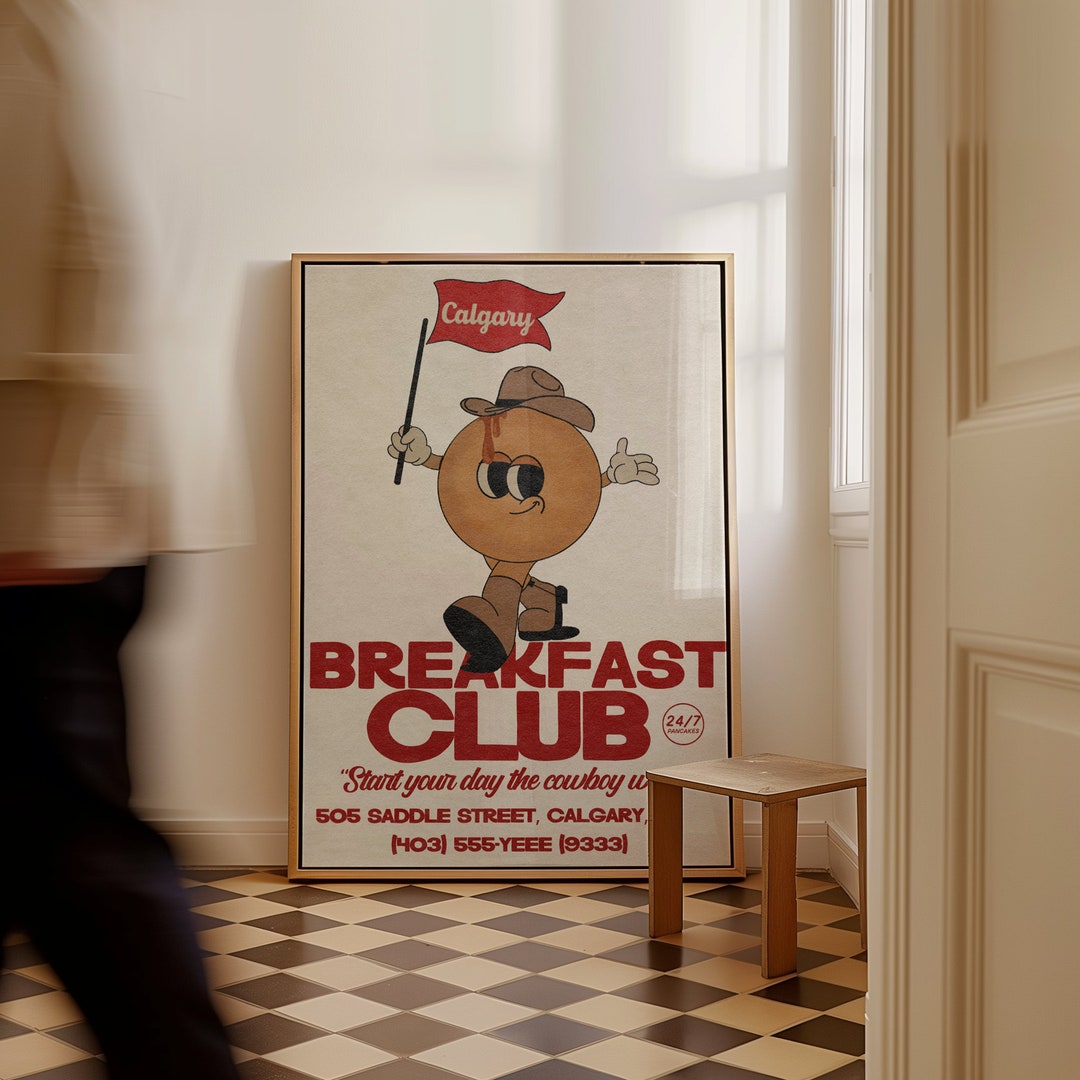 Retro Cowboy Poster Calgary Stampede Vintage Western Wall Art Cartoon ...