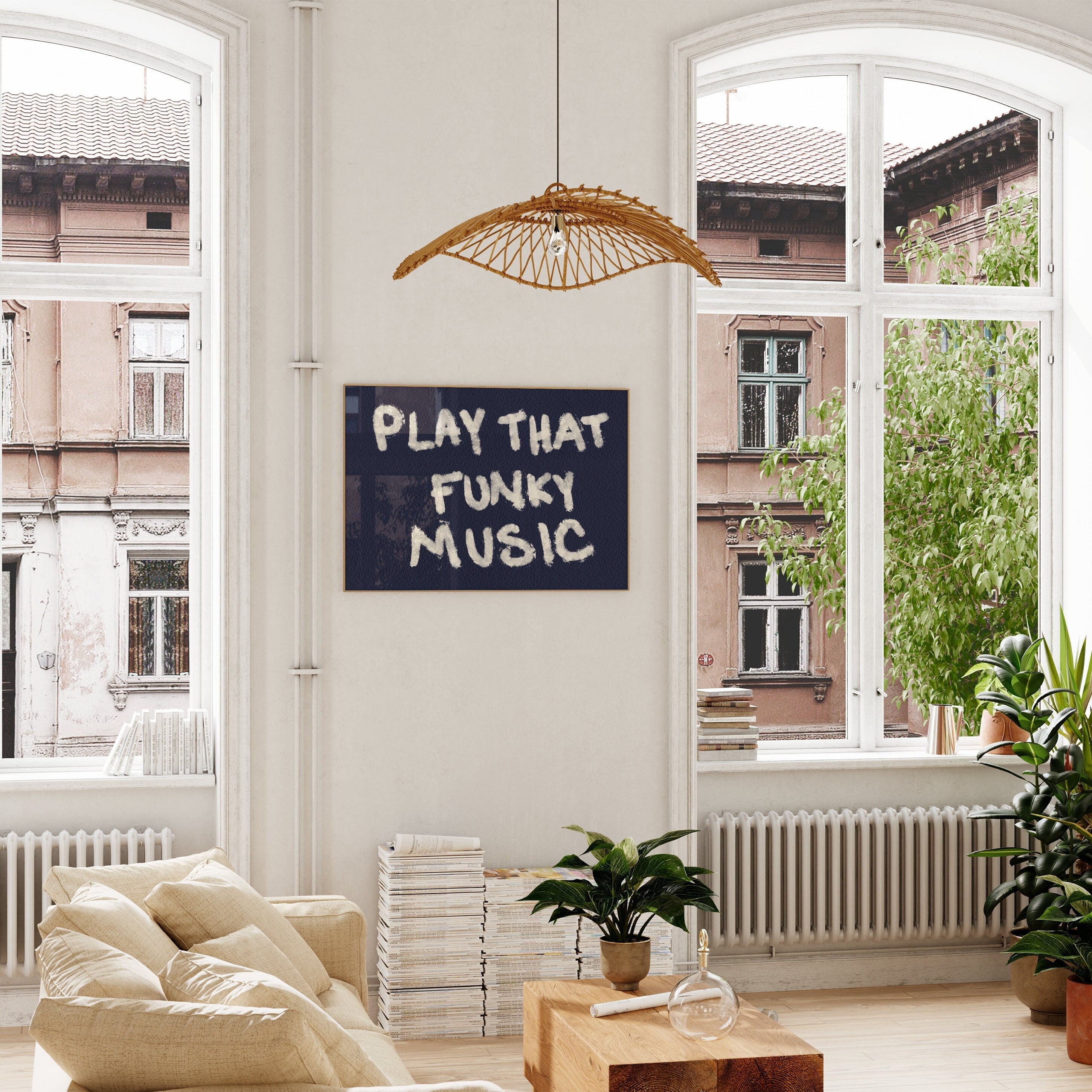 Play That Funky Music Print Retro Navy Wall Art Kitchen Print Trendy ...
