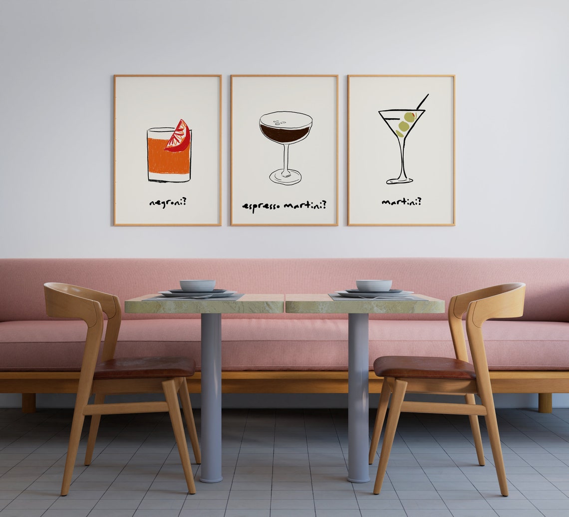 Negroni Print Cocktail Wall Art Kitchen Print Bar Cart Decor Alcohol ...