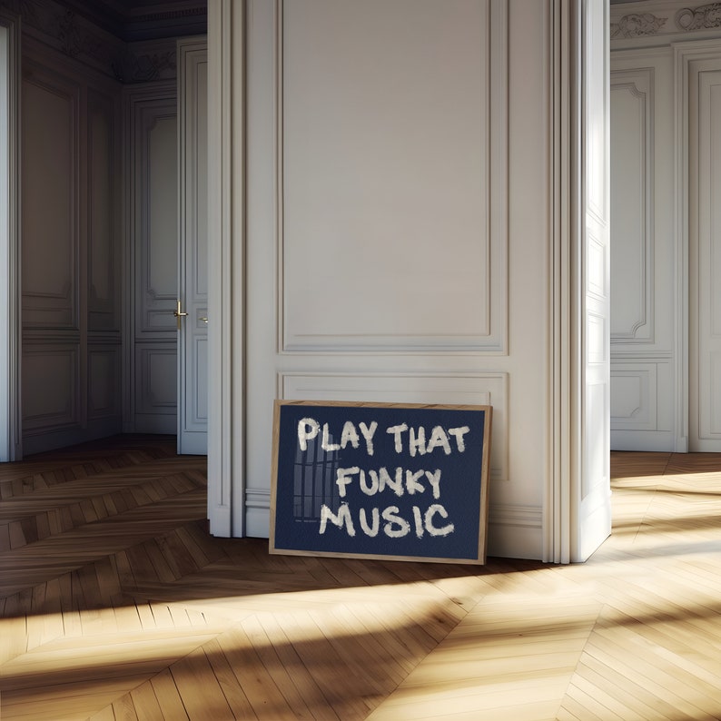 Play That Funky Music Print Retro Navy Wall Art Kitchen Print Trendy ...