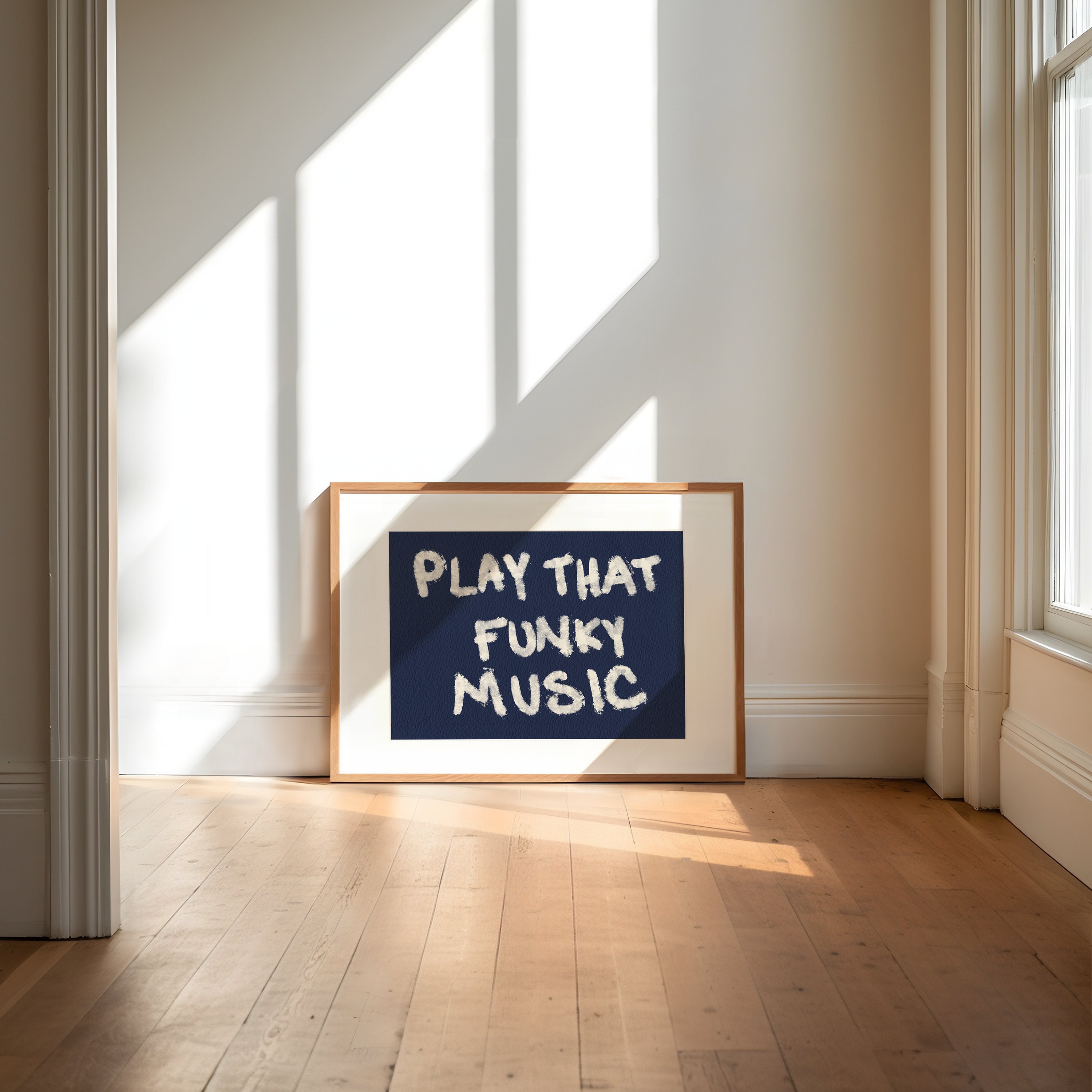 Play That Funky Music Print Retro Navy Wall Art Kitchen Print Trendy ...