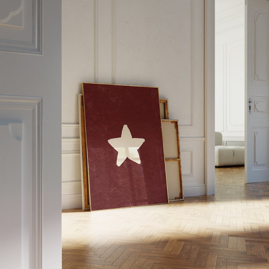 Star Drawing Retro Hand-drawn Wall Art Printable Wall Art Digital ...