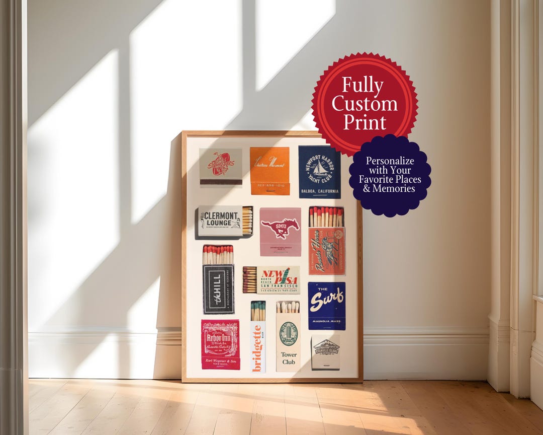 Custom Matchbook Art Personalized Digital Matchbox Customized Retro ...