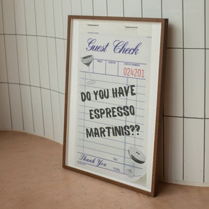 Espresso Martini Guest Check Minimal Wall Art Digital Print Modern ...