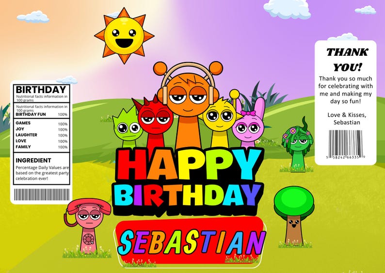 Sprunki Chip Bag- Happy Birthday - Etsy