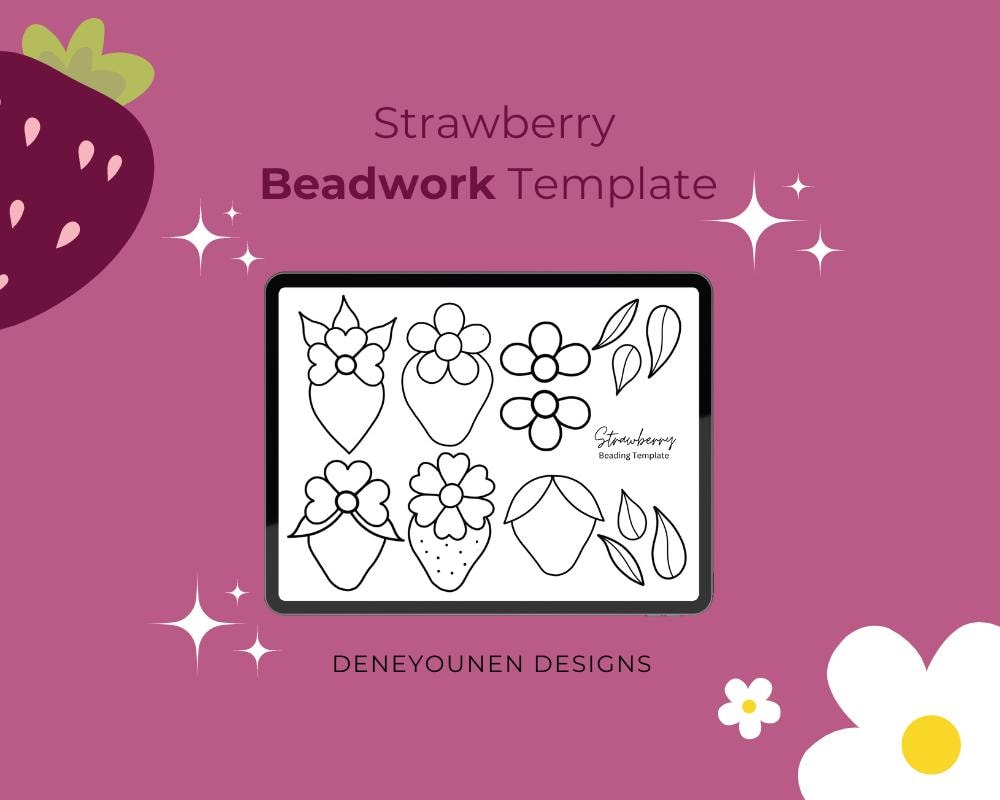 Downloadable Floral Strawberry Beading Template for Indigenous Beadwork ...