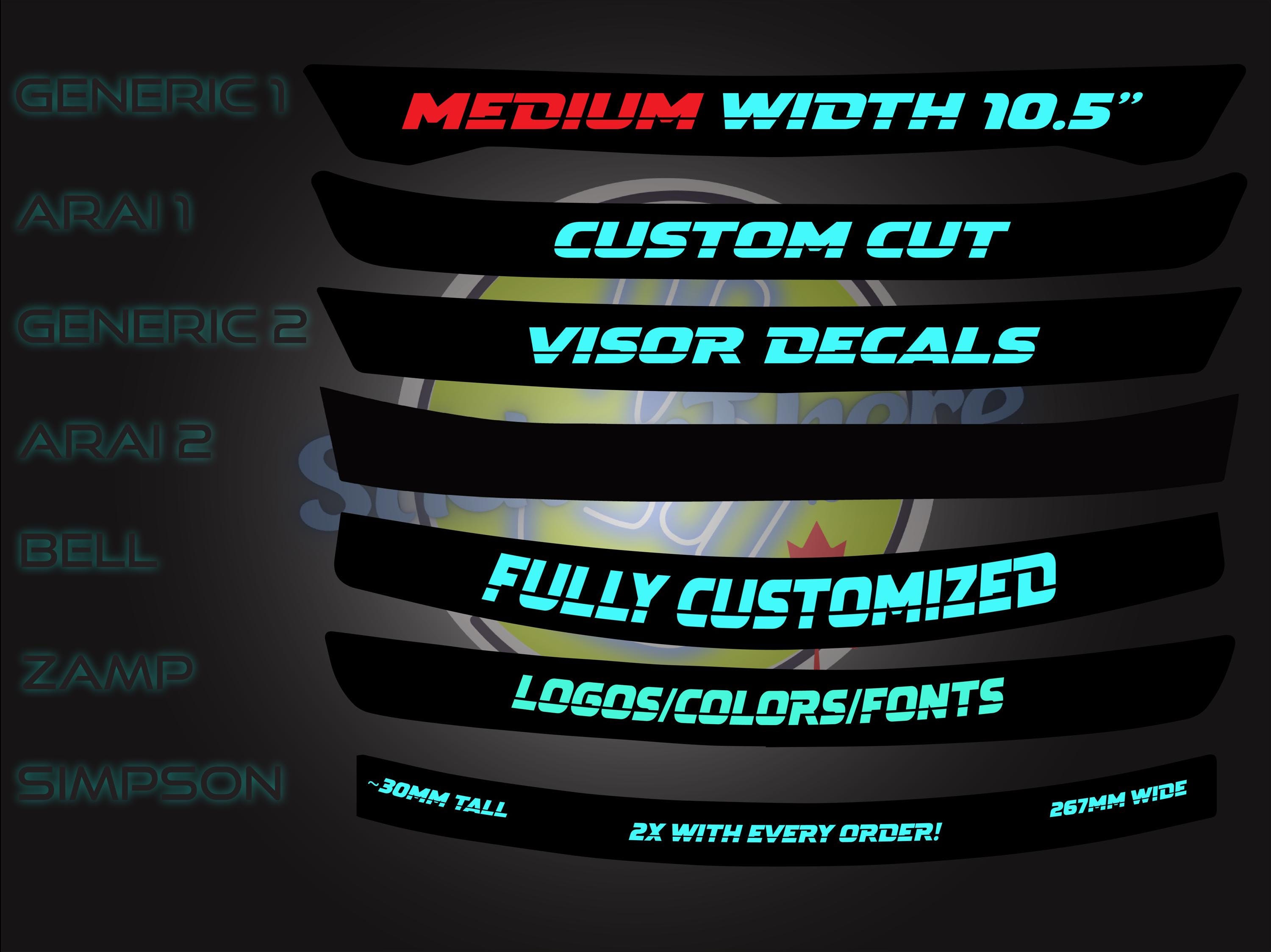 10.5" Motorcycle Helmet Visor Strips Customized Vinyl Stickers With Any ...