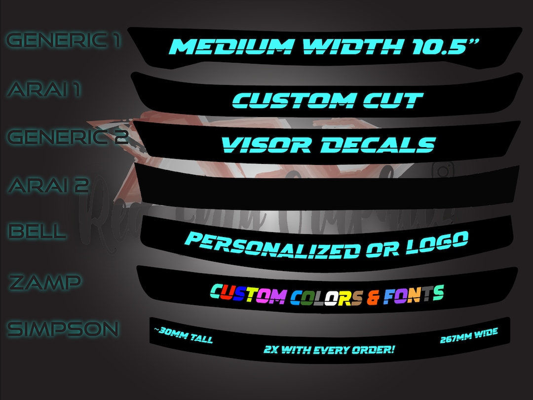 2 Helmet Visor Stickers for Motorcycle Helmets, Sun Visor Strip, Custom ...