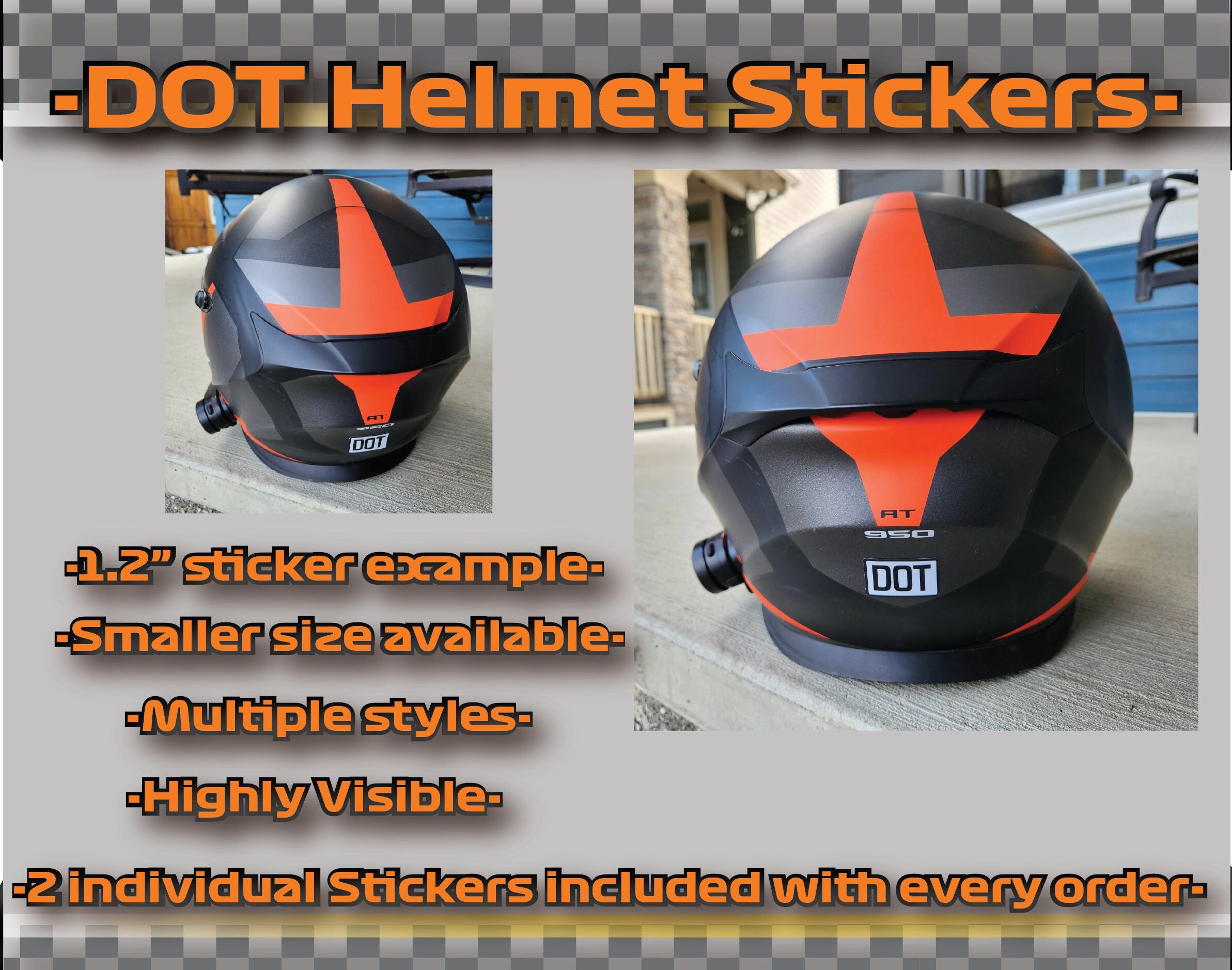 2 DOT Stickers Motorcycle Helmet Safety Certification Decals, Small ...