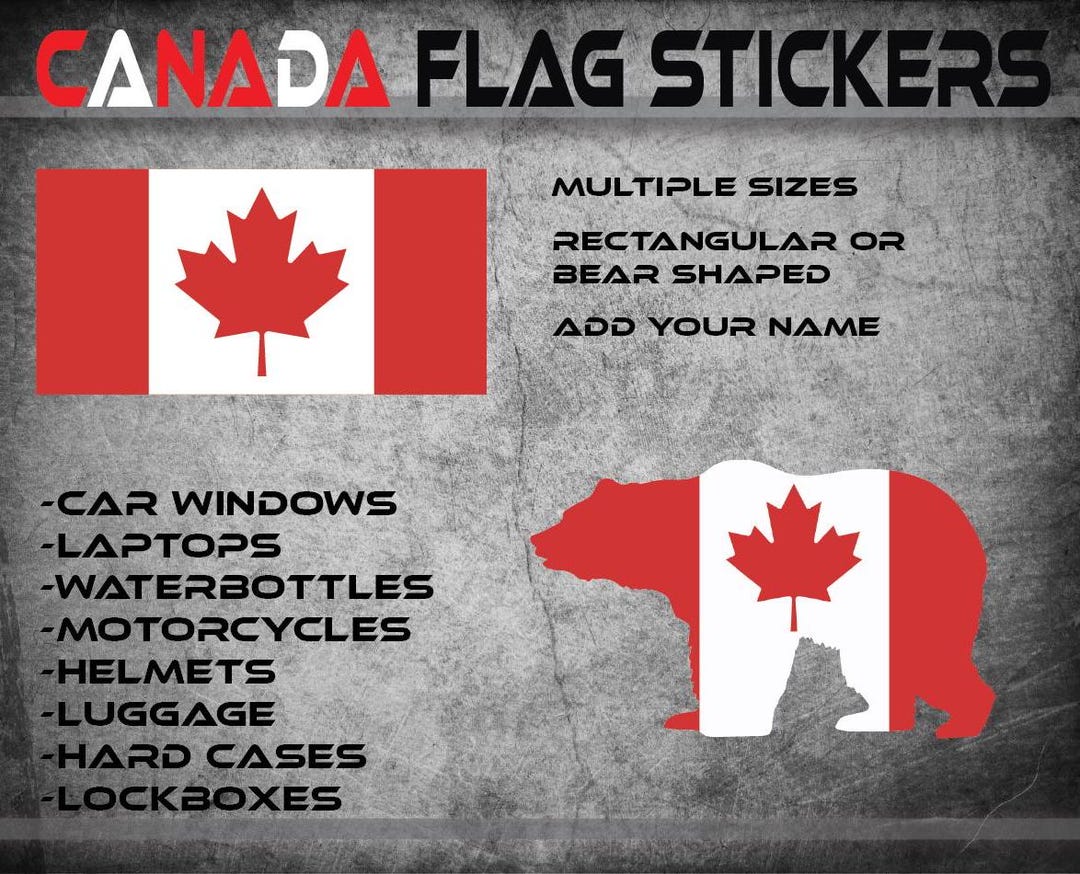 Canada Flag Stickers Regular and Bear Shaped, With Names or Phrases ...