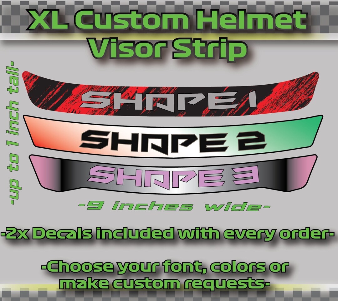 Helmet Visor Stickers for Motorcycle Helmets, 2 Sun Visor Strips ...