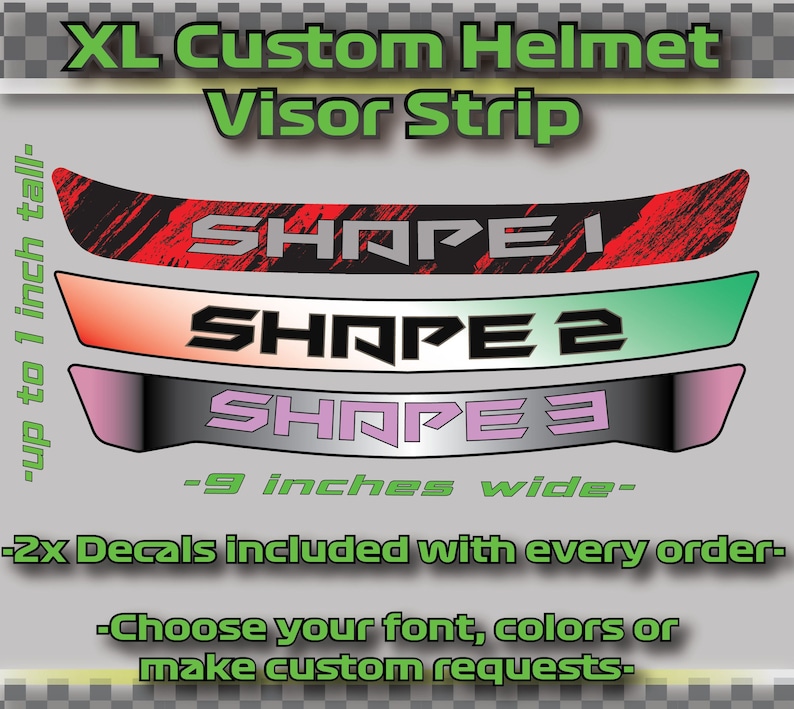 2 Helmet Visor Stickers for Motorcycle Helmets, Sun Visor Strip, Custom Vinyl Sticker Multiple ...