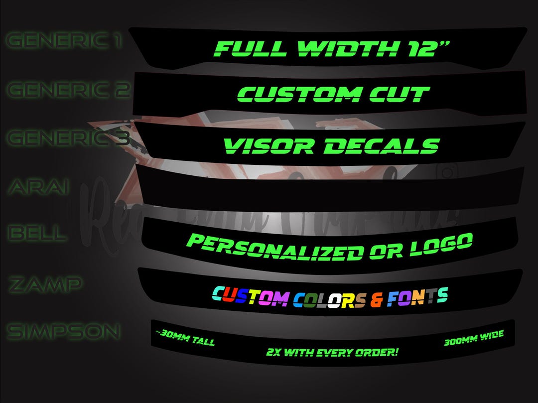 Motorcycle Helmet Visor Stickers 12" Custom Vinyl Decals With Any ...